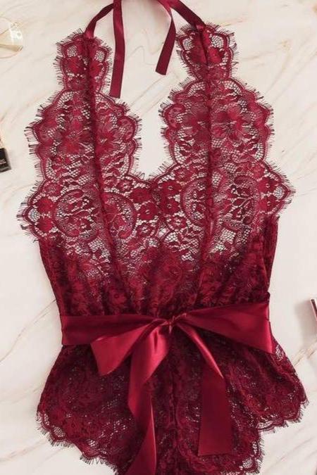 Halter Lace Teddy – Just Undies